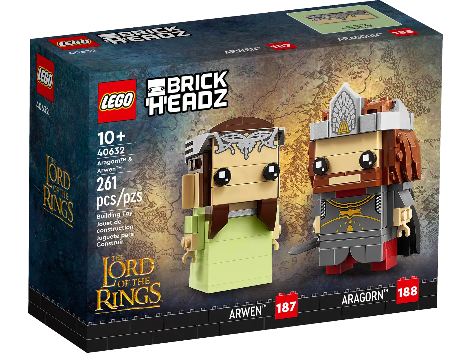 LEGO The Lord of the Rings Aragorn™ & Arwen™ BrickHeadz Set (40632 ...