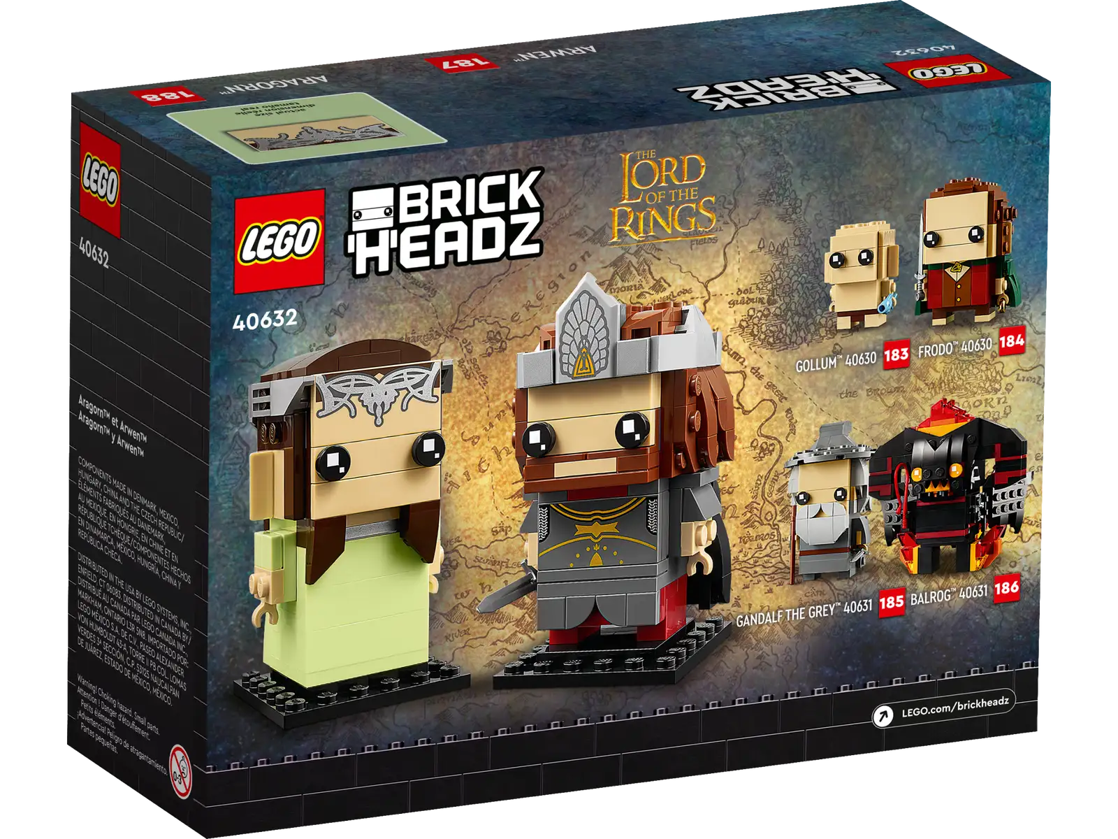LEGO The Lord of the Rings Aragorn™ & Arwen™ BrickHeadz Set (40632 ...