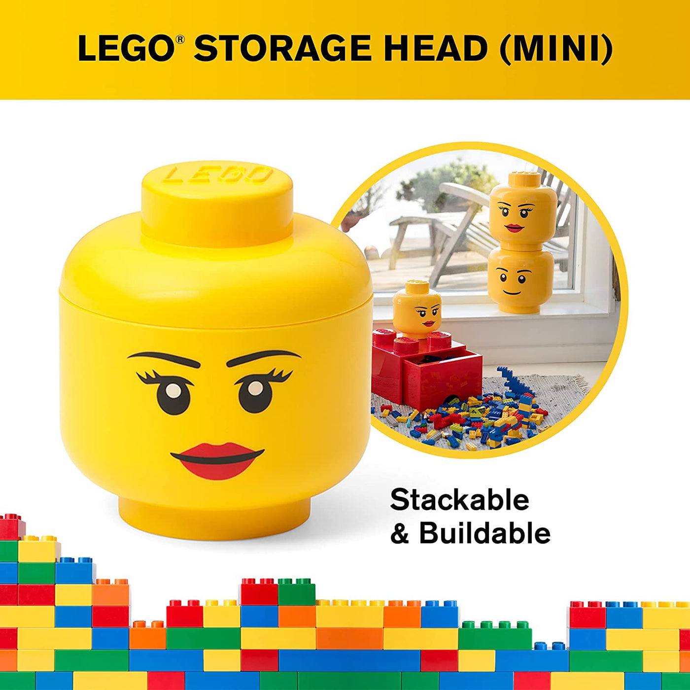 Mini Girl LEGO Storage Head - Room Copenhagen – The Brick Show Shop